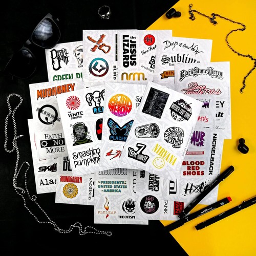 100pcs 90s Grunge Rock Band Stickers Pack – Vintage Aesthetic Decals | eBay