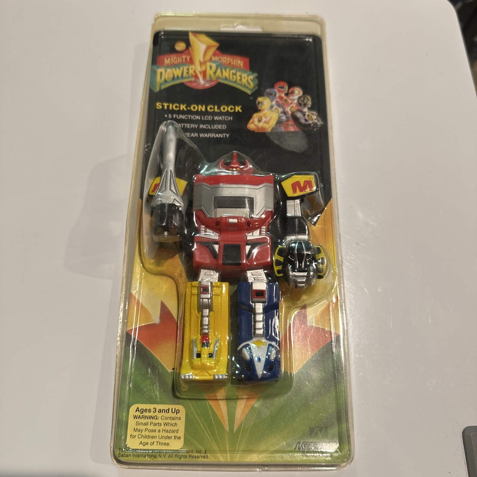 Vintage Mighty Morphin Power Rangers Stick-On Clock 1994 Sealed ...