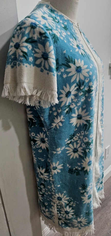 70s Towel Terry Cloth Coverup Tunic Beach Dress Zip Front S-M | eBay