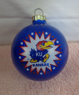 University of Kansas Jayhawks Blue Glass Ball Christmas Ornament | eBay