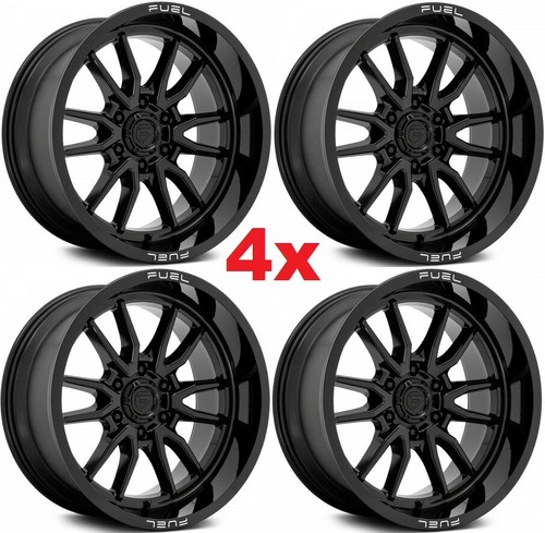 22 FUEL CLASH 6 WHEELS RIMS GLOSS BLACK F-150 F150 DEEP LIP 22X12 ...