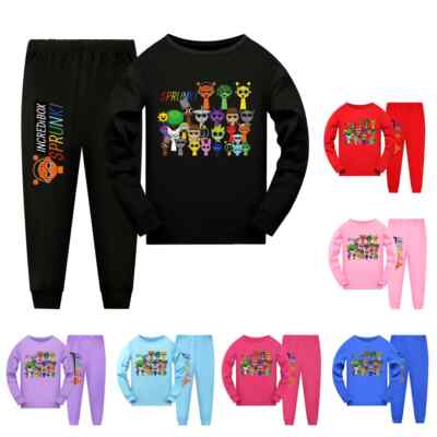 Cute Sprunki Clothes Fall Kids Game Incredibox Pajama Sets Baby Girls ...