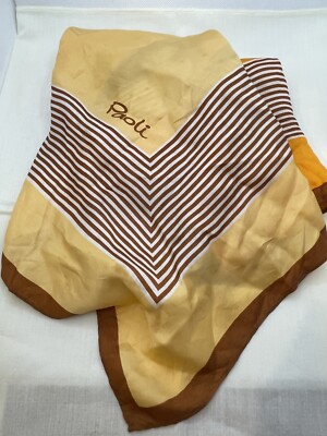 Paoli Scarf Brown White Yellow Made In Japan 100% Acetate Vintage | eBay