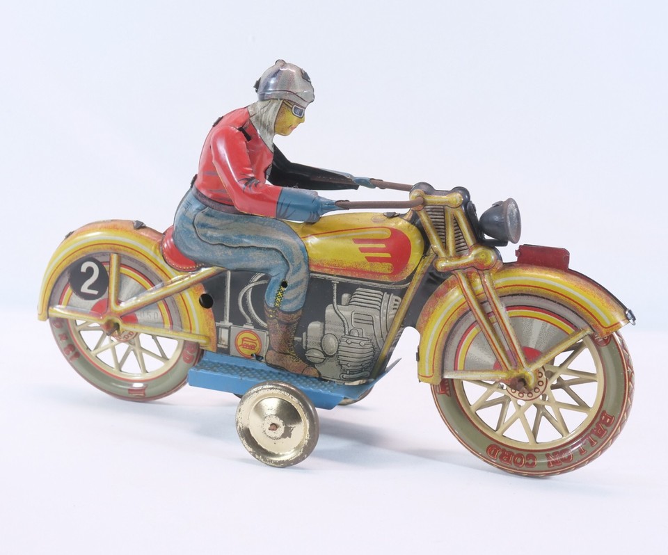 Large 12" PAYA 804 Vintage Wind-Up Tin Toy Motorcycle + box RARE | eBay
