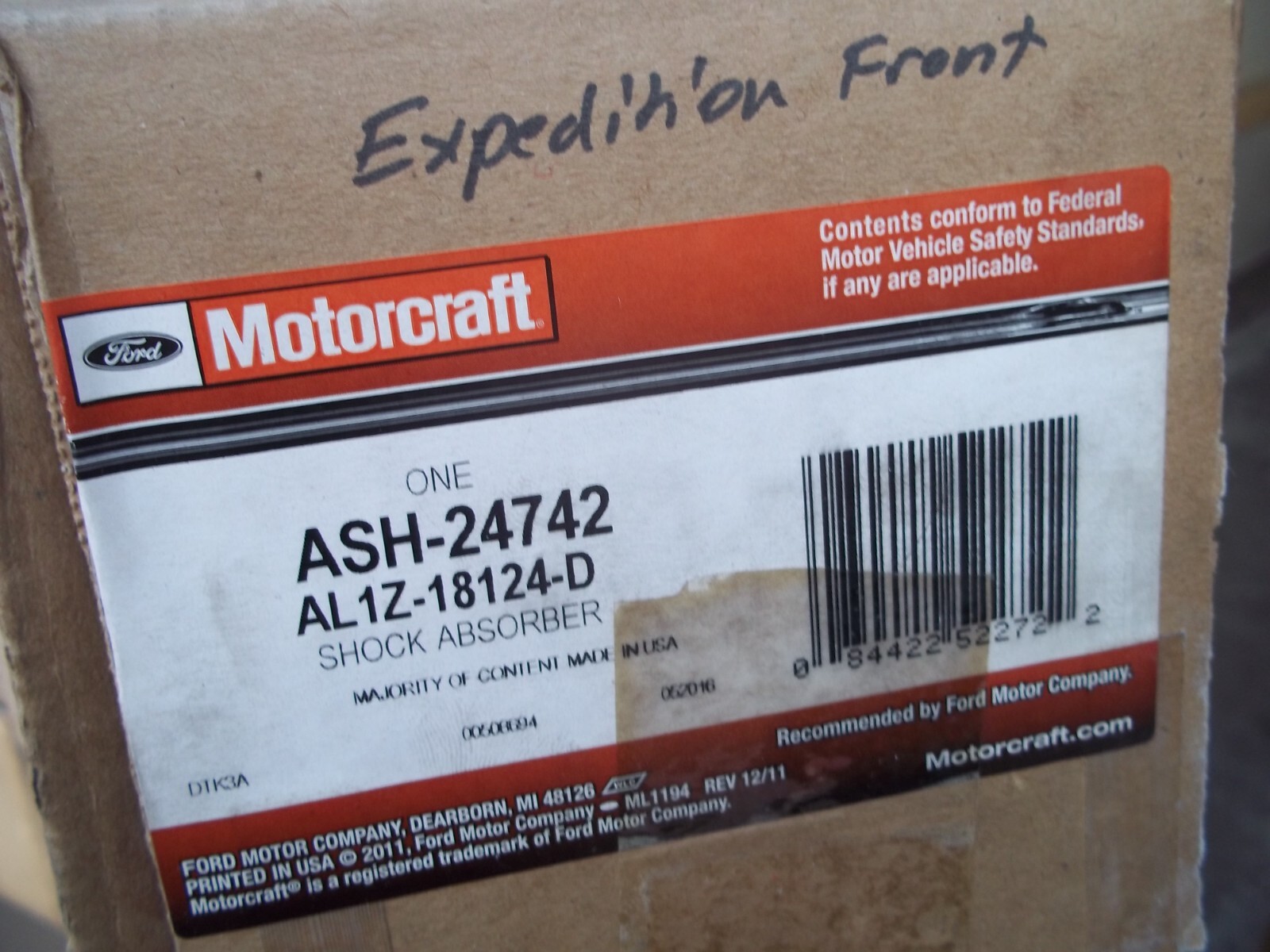 Suspension Shock Absorber-Shock Absorber - New Motorcraft ASH-24742 for ...