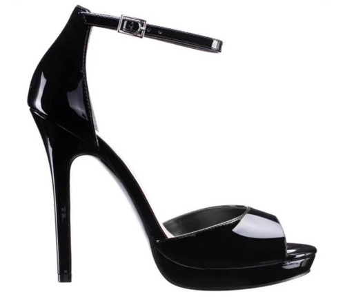 Nina ‘Famia’ Jet Black Crystal Patent Heels. 4” Stiletto Women’s 9 ...