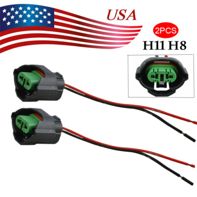 US Location H11 H8 Female Connector Adapter Wiring Harness Socket Plug ...
