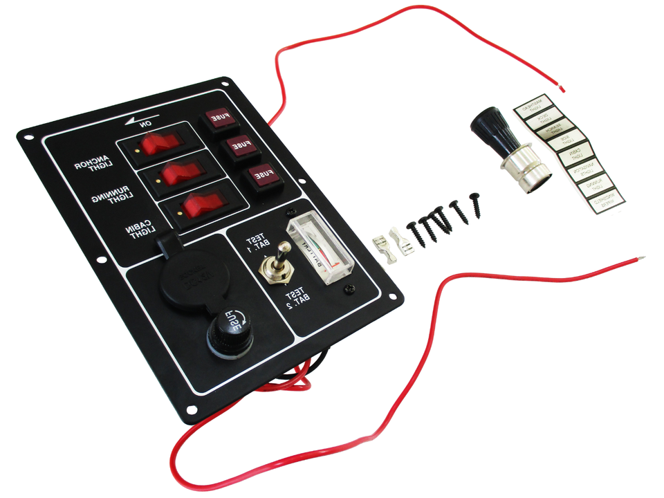 Aluminum Switch Panel 256-05005-00 Marine Boat | Black Universal 3-Gang ...