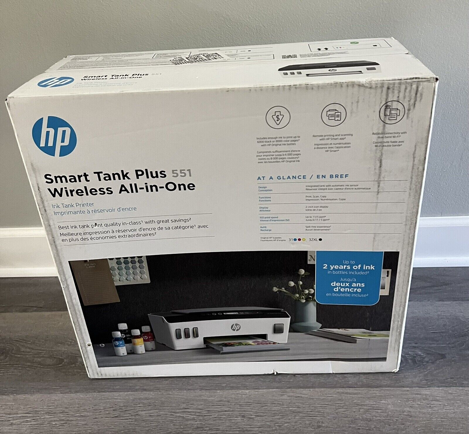 HP Smart Tank Plus 551 Thermal Inkjet All-In-One Printer - White for ...