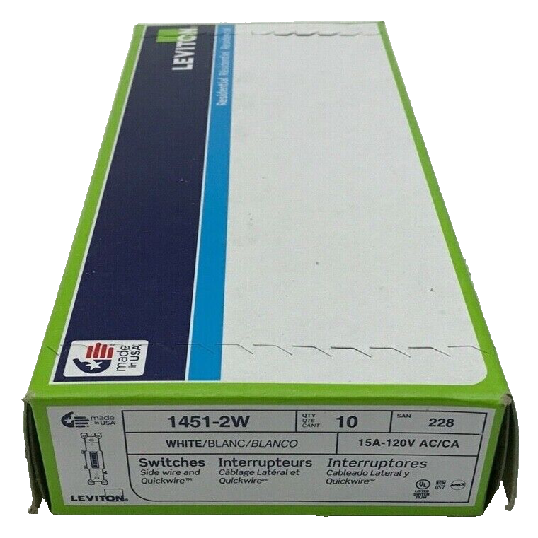 Box of 10 Leviton 1451-2W Toggle Switches 15 amp-White | eBay