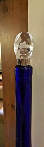 Bottle stopper crystal stainless steel laser etched Sydney opera house ...