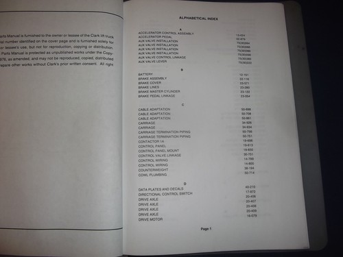 CLARK TM247 FORKLIFT LIFT TRUCK PARTS MANUAL BOOK CATALOG | eBay