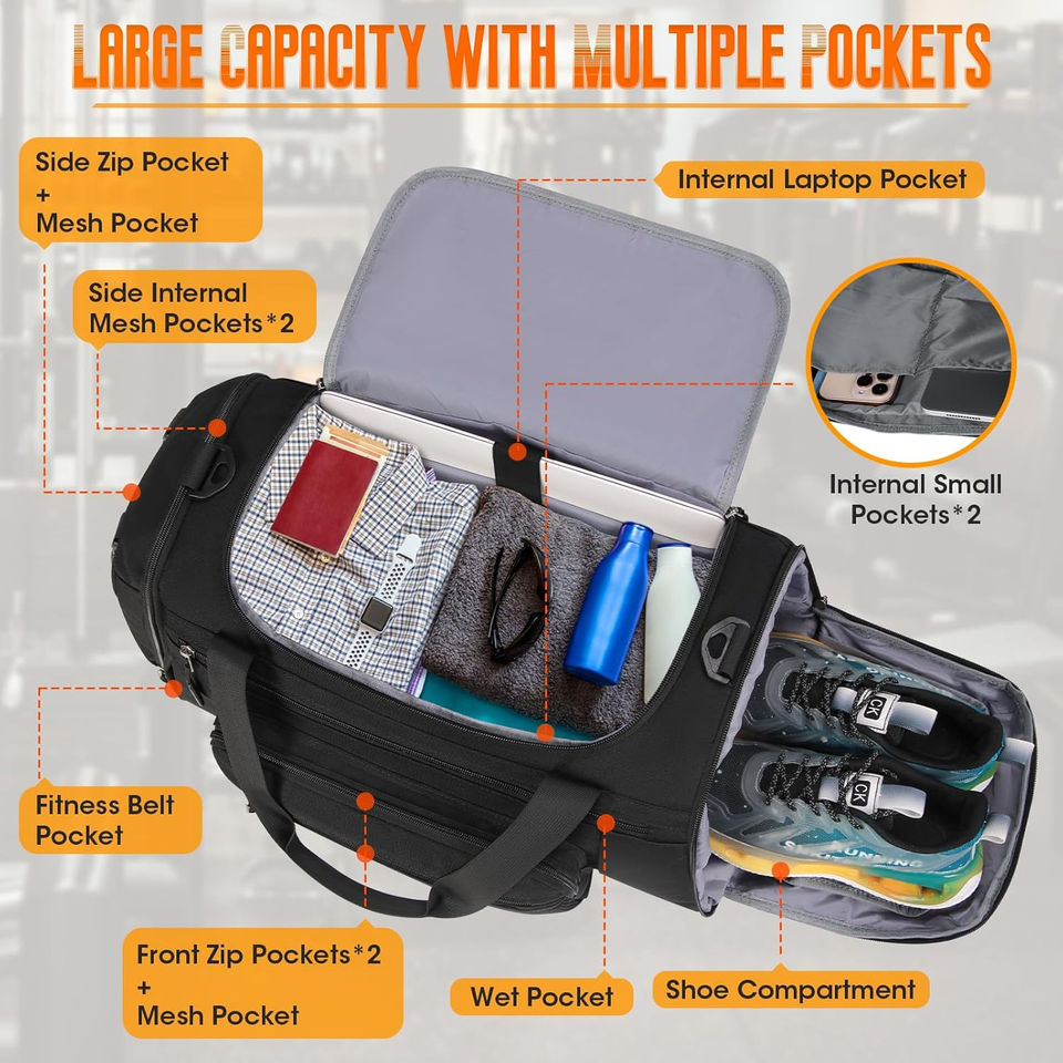 Borsone Palestra Uomo Donna Borsa Palestra 40L Con Scomparto Scarpe E ...