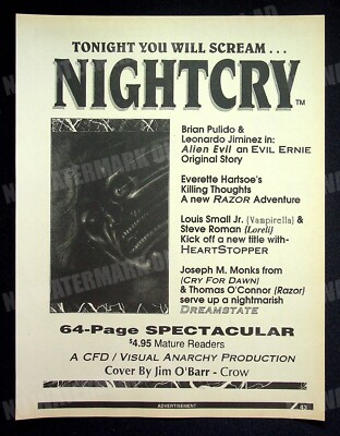 Nightcry CFD Visual Anarchy Comics 1993 Trade Print Magazine Ad Poster ...