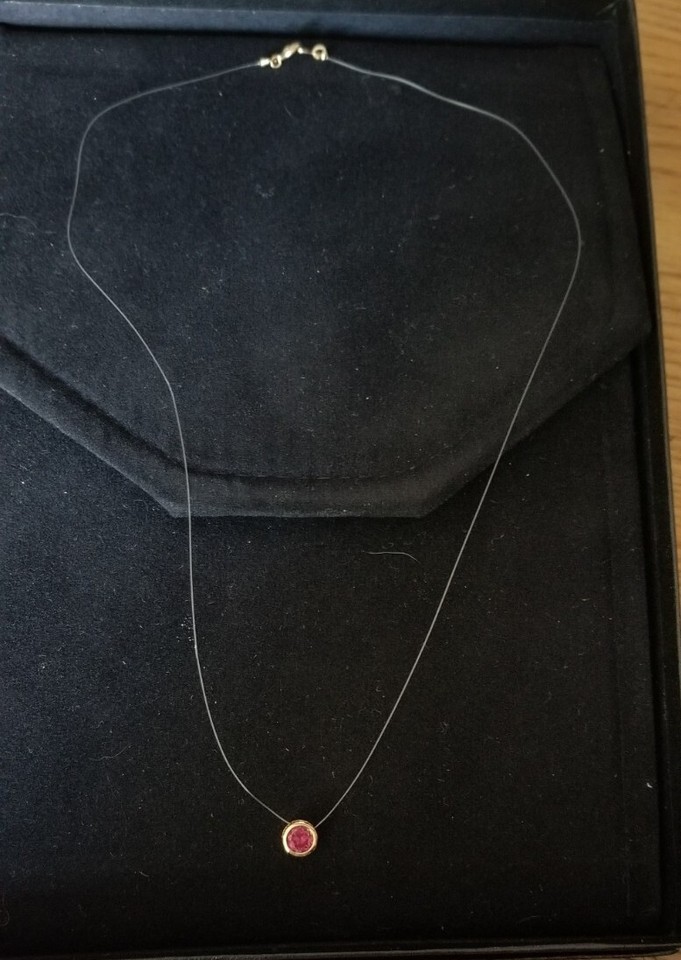 QVC 14k Yellow gold Diamonique dqcz floating invisible illusion Pendant ...