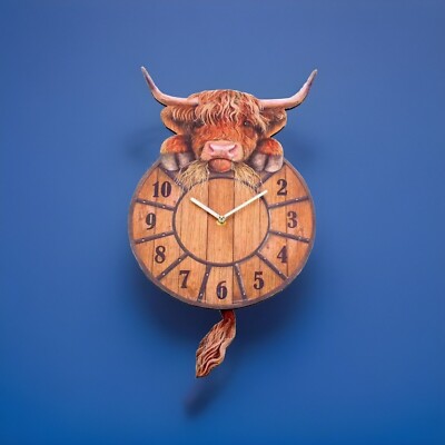 Highland Tickin Cow Wall Clock With Pendulum Tail Home Decor Country ...