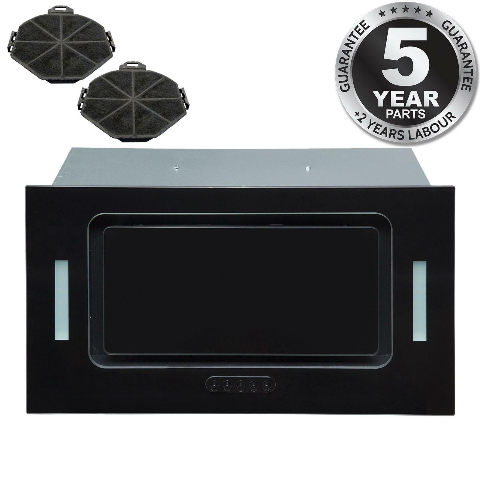 SIA UCG52BL 52cm Black Glass Built In Cupboard Cooker Hood Fan ...
