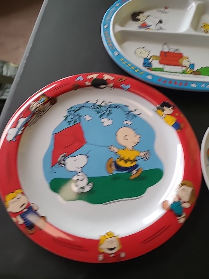 3x Snoopy Peanuts Vintage Oval Divided Peco/Trudeau Melamine Plates | eBay