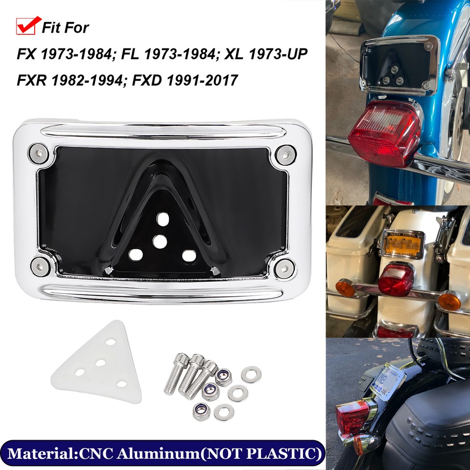 Chrome Curved Laydown License Plate Bracket For Harley 3 Hole Mount ...