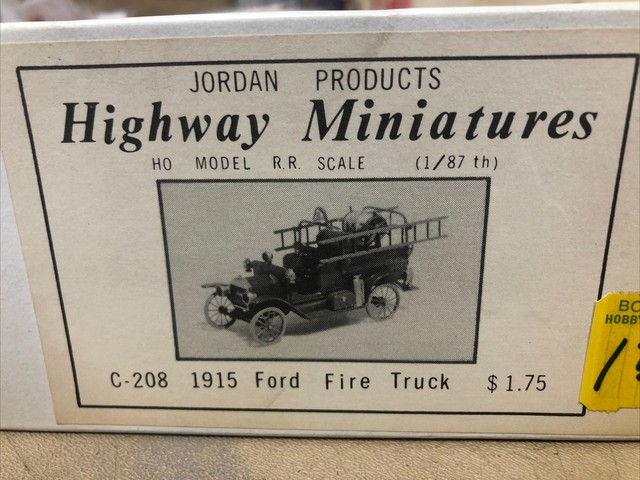 Jordan Highway Miniatures 1 87" HO Model Scale 1913 Ford Fire Truck for ...