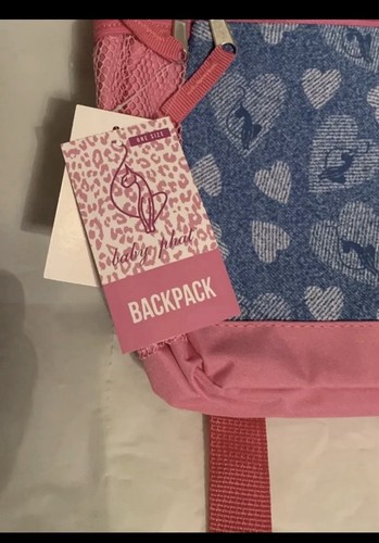 BNWT BABY PHAT Backpack Pink Blue Hearts Rhinestone Bling Zipper Mesh ...