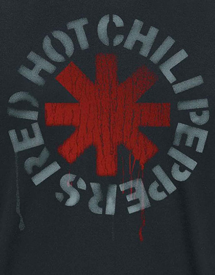 Red Hot Chili Peppers T Shirt Stencil Band Logo new Official Mens Black ...