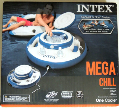Intex Mega Chill Floating Inflatable Cooler 35inch #56822EP Blue White ...