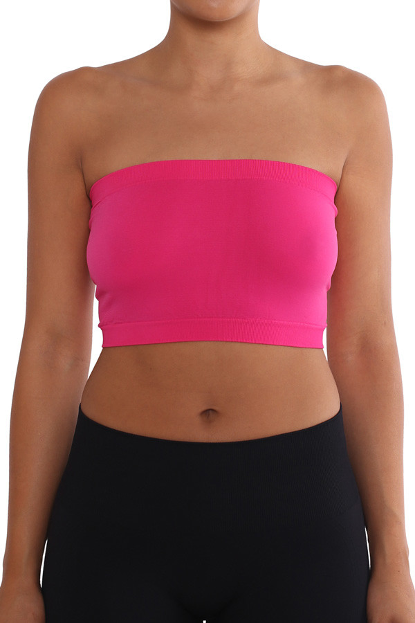 Seamless Tube Top Layering Bandeau Stretchable Spandex Bra REG and PLUS ...