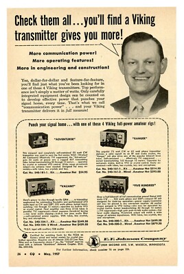 CQ Ham Radio Mag. Ad E.F. JOHNSON Viking Transmitters "FIVE HUNDRED" (5 ...
