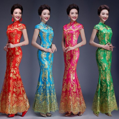 New Womens Fishtail Cheongsam Chinese Ball Gown Evening Long QiPao ...