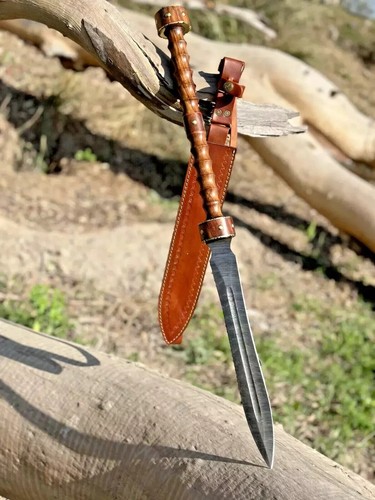 HAND FORGED DAMASCUS STEEL ROMAN GLADIUS SWORD WITH WOOD HANDLE +SHEATH ...