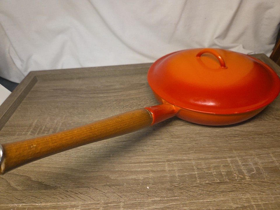 Vintage Descoware Cast Iron Enamel 9.5 Pan Skillet LiD 23-B Belgium ...