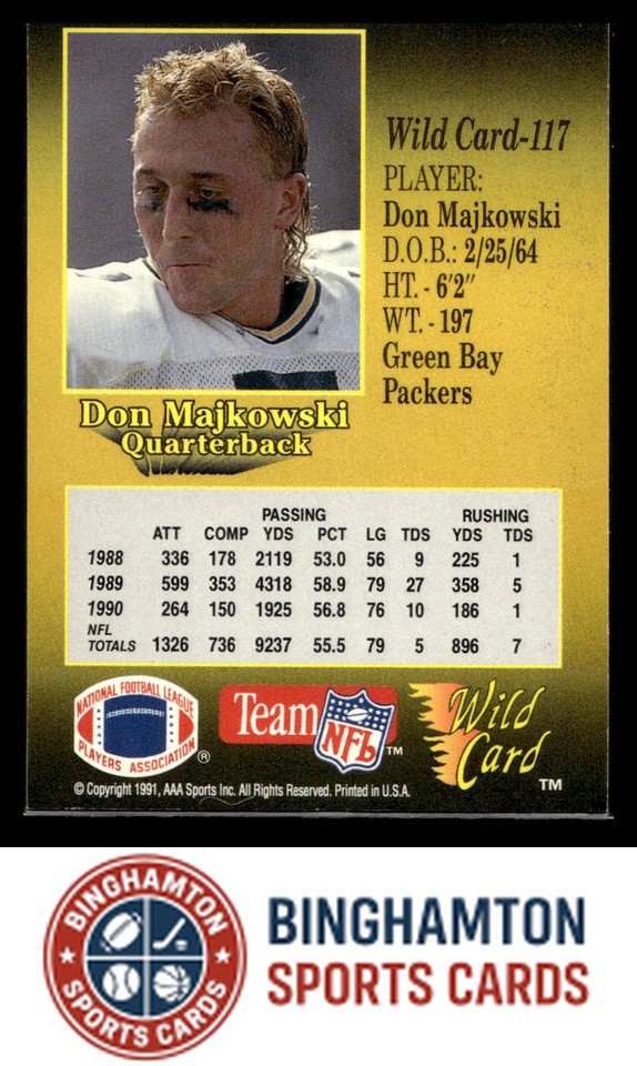 1991 Wild Card #117 Don Majkowski Green Bay Packers | eBay