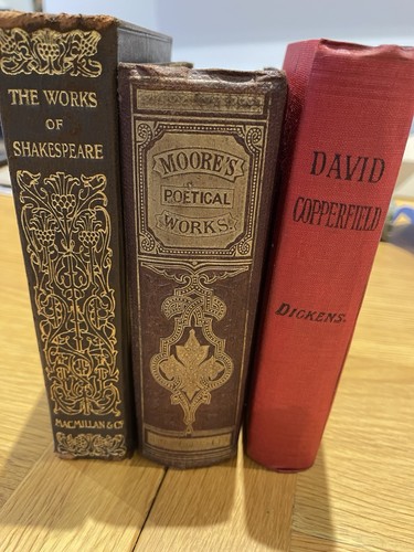 Antique Book Bundle X3 Shakespeare Moore Leather Bound x2.&.David ...