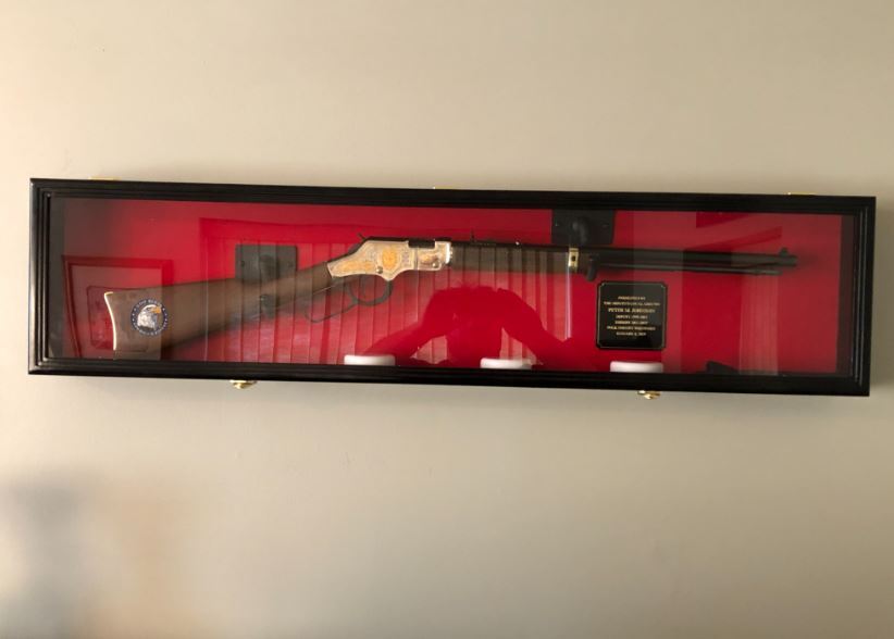 Gun Display Case Cabinet Rifle Wood Musket Shotgun Box Wall Rack Holder ...