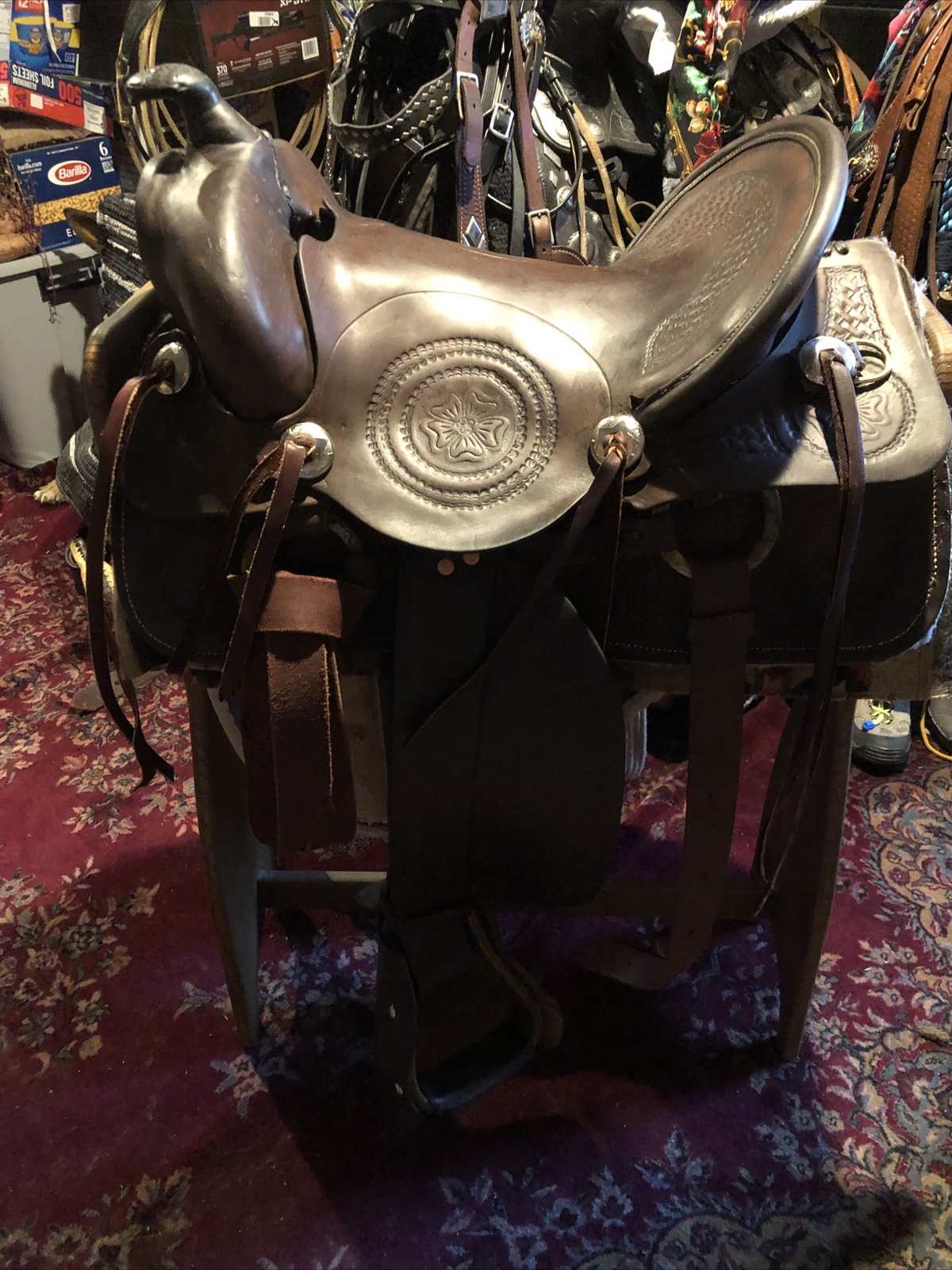 Vtg H.H. Heiser Saddle 1920s Brown Leather Highback 15” Seat Restored ...