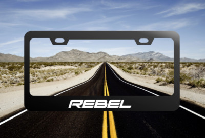 Reflective White Rebel License Plate Frame Stainless Steel Fits All ...