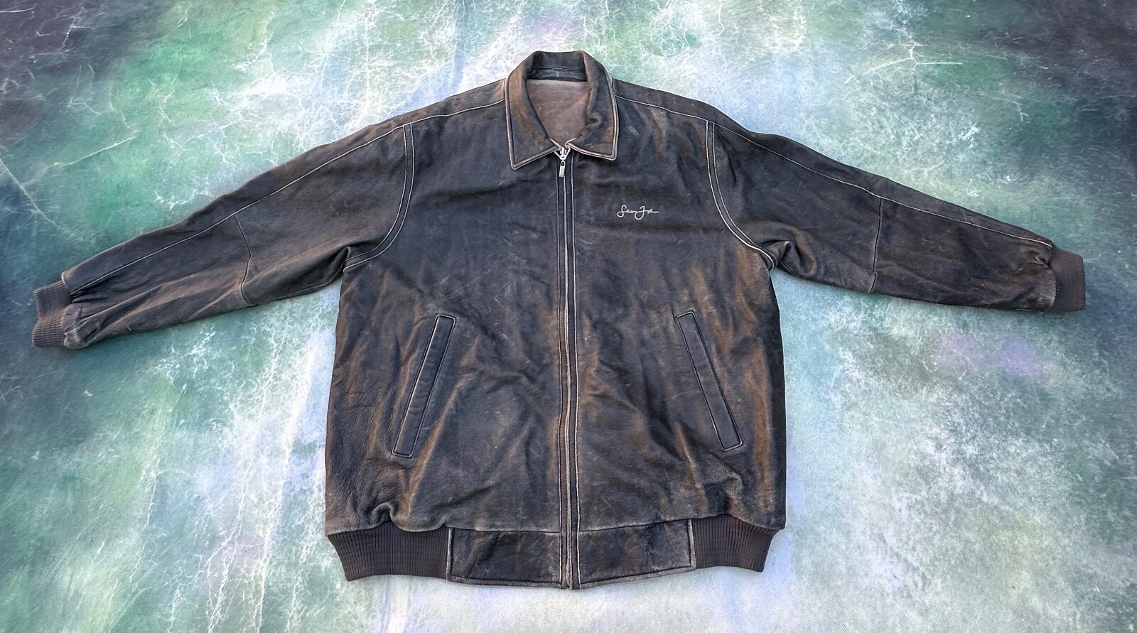 Vintage Sean John Men's Reversible Leather Jacket Siz… - Gem