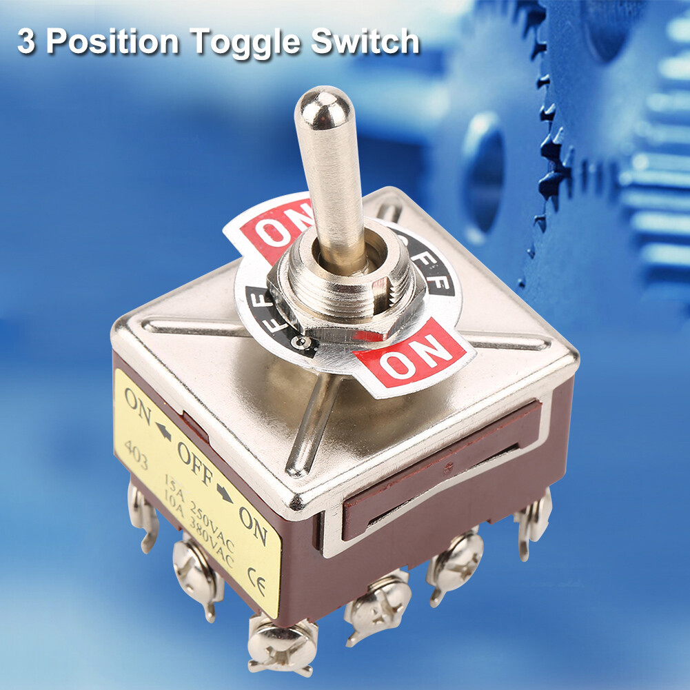 ON/OFF/ON 3 Position Toggle Switch 4PDT 12 Pin 12mm 15A/250VAC 10A ...