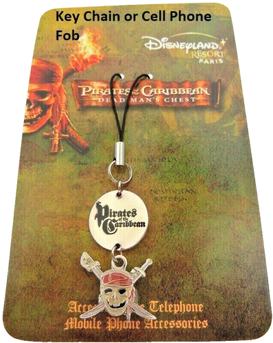 Pirates of the Caribbean Disney Cell Phone Fob Key Chain quality Carded ...