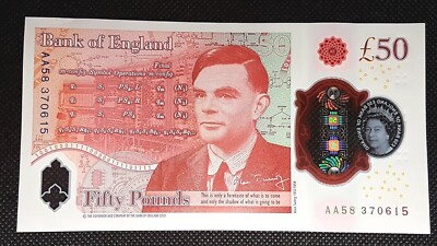 RARE AA58 370615 Alan Turing £50 UK Fifty Pound Bank Note EXCELLENT ...