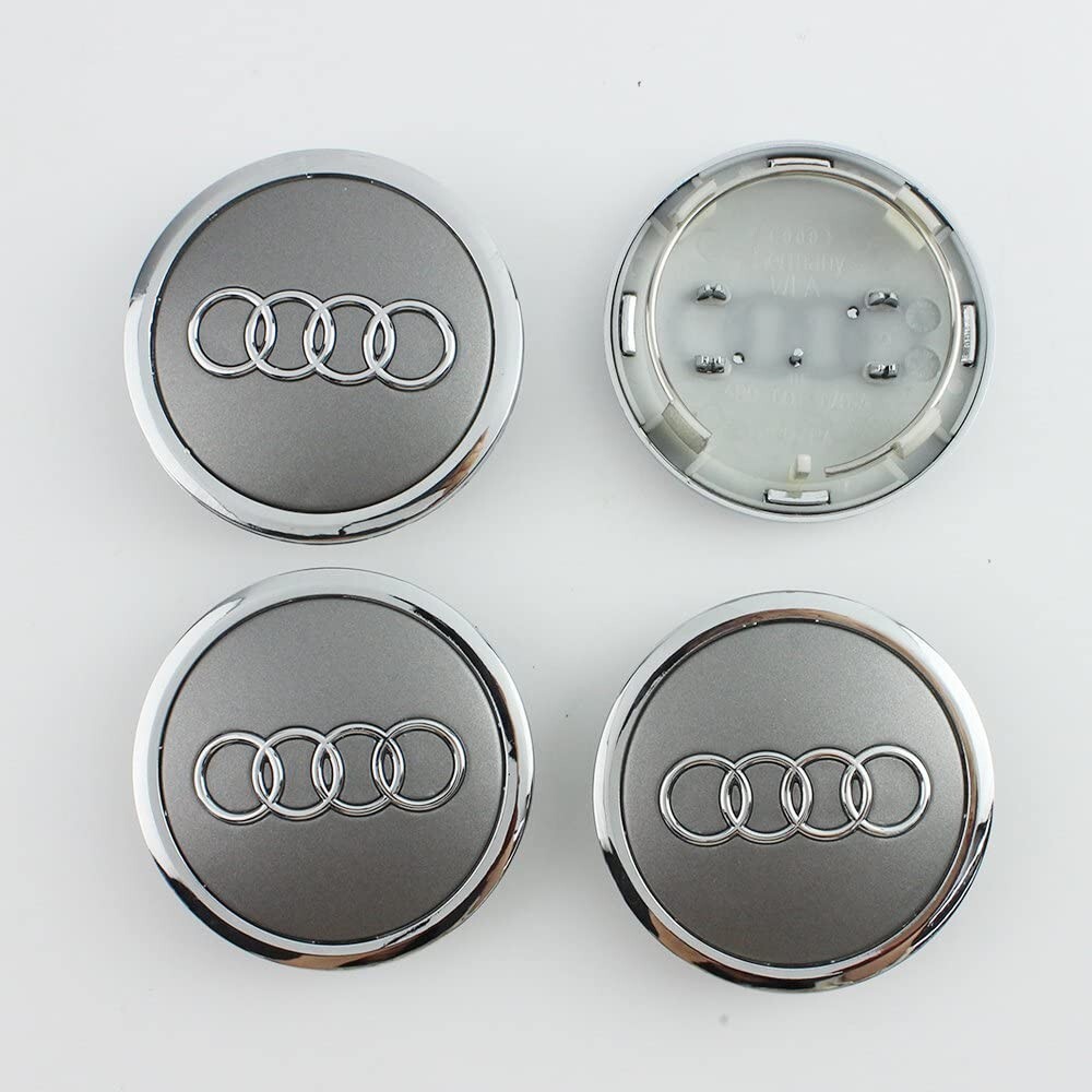 Set(4pcs) Audi 69MM Gray Chrome Wheel Rim Center Hub Caps Replacement ...