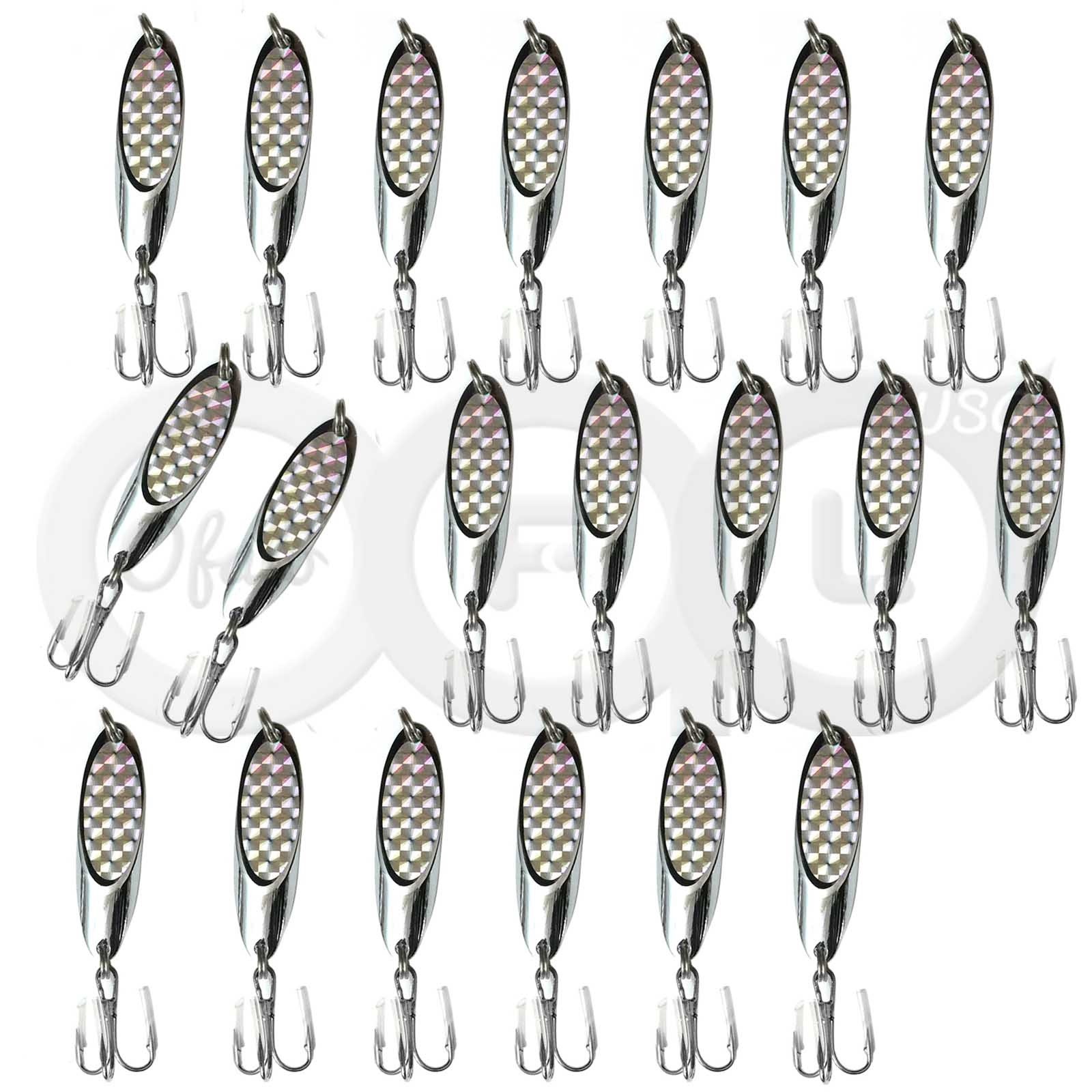 20pcs 0.75oz 3/4 oz Silver Laser Chrome Fishing Kast Spoon hard metal ...