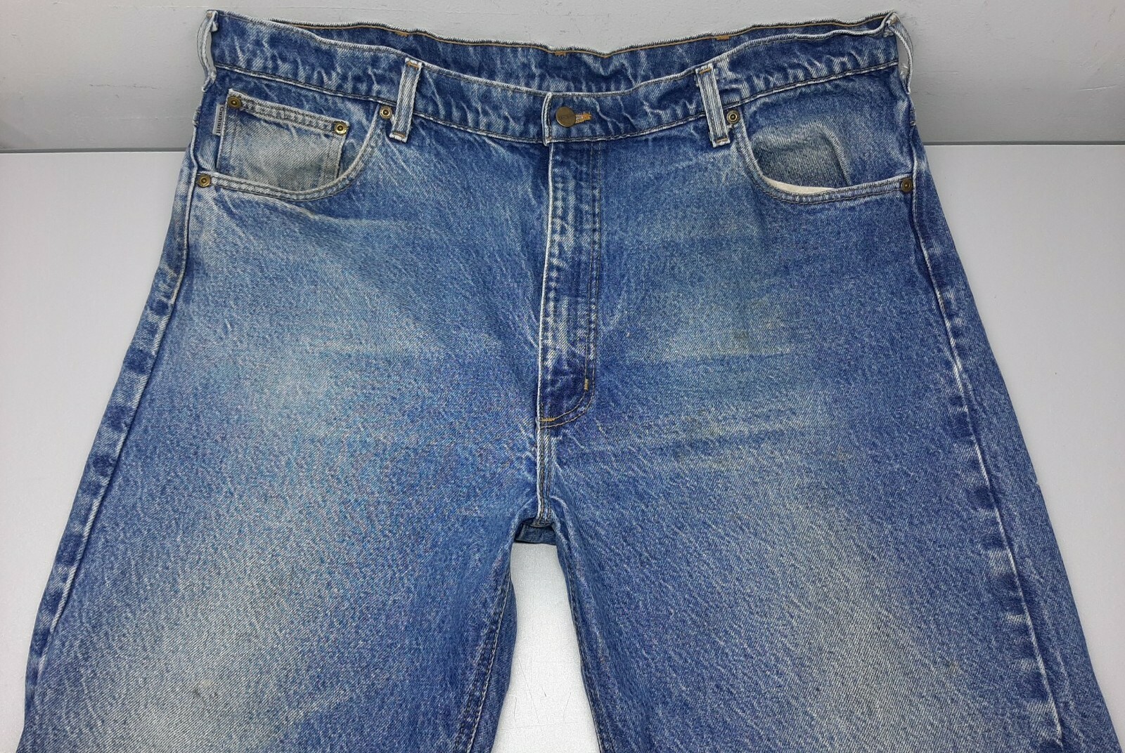 Vintage USA MADE Carhartt Heavy Denim Blue Jeans B18 PRW Size 42x32 ...