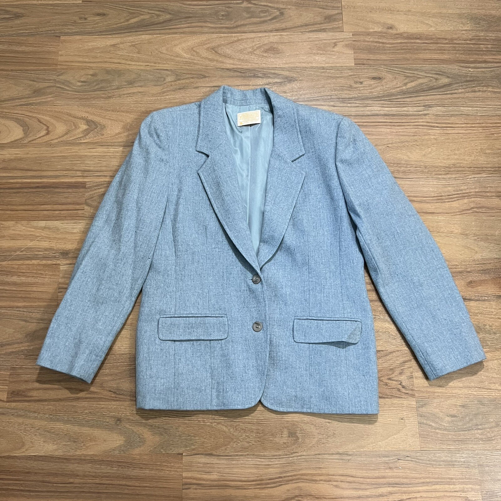 Pendleton Vintage 1970s Wool Blazer in Baby Blue Wome… - Gem