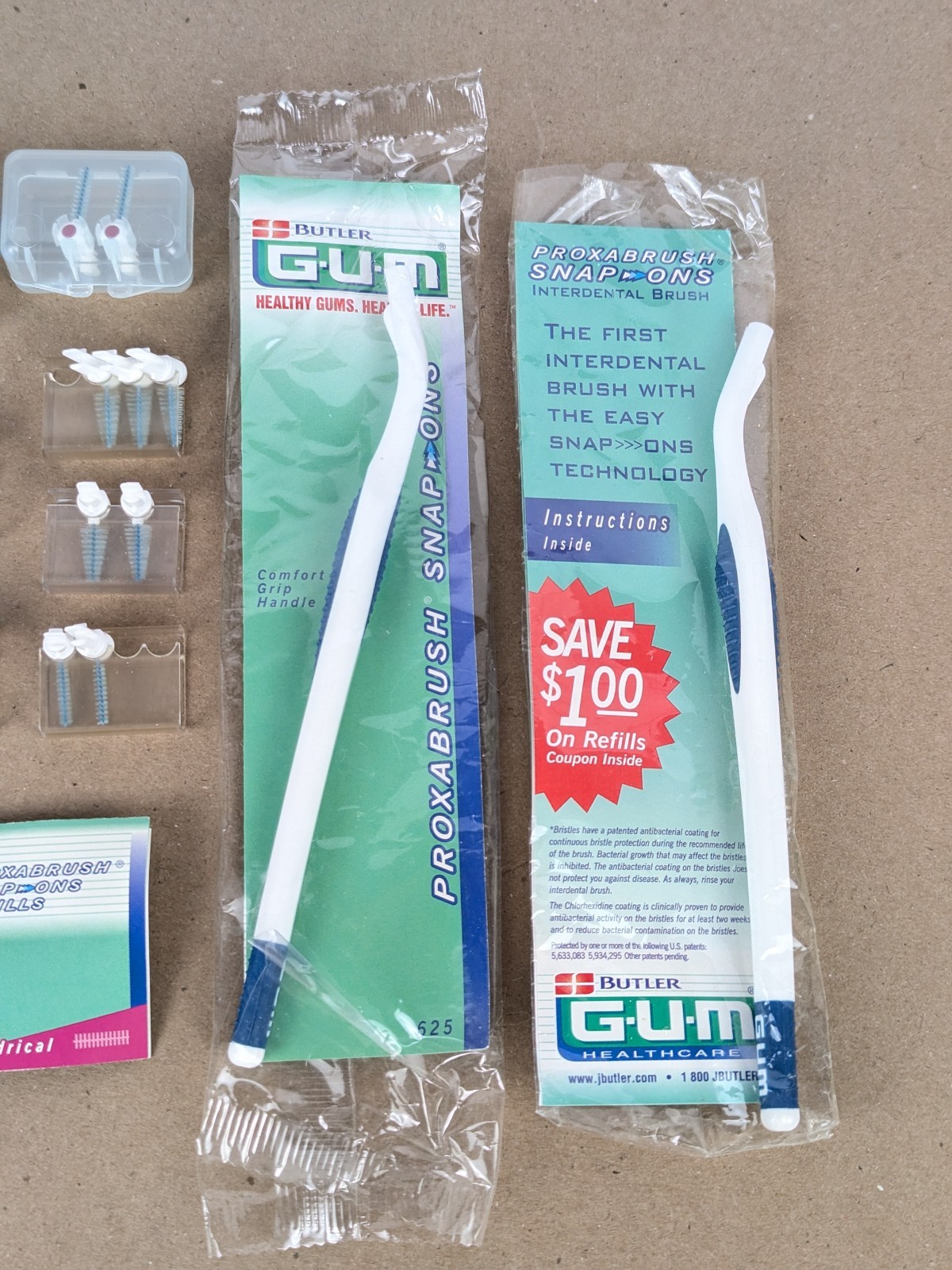 NEW Butler GUM Proxabrush Snap-Ons Refills 23 Total & 2 Handles NOS | eBay