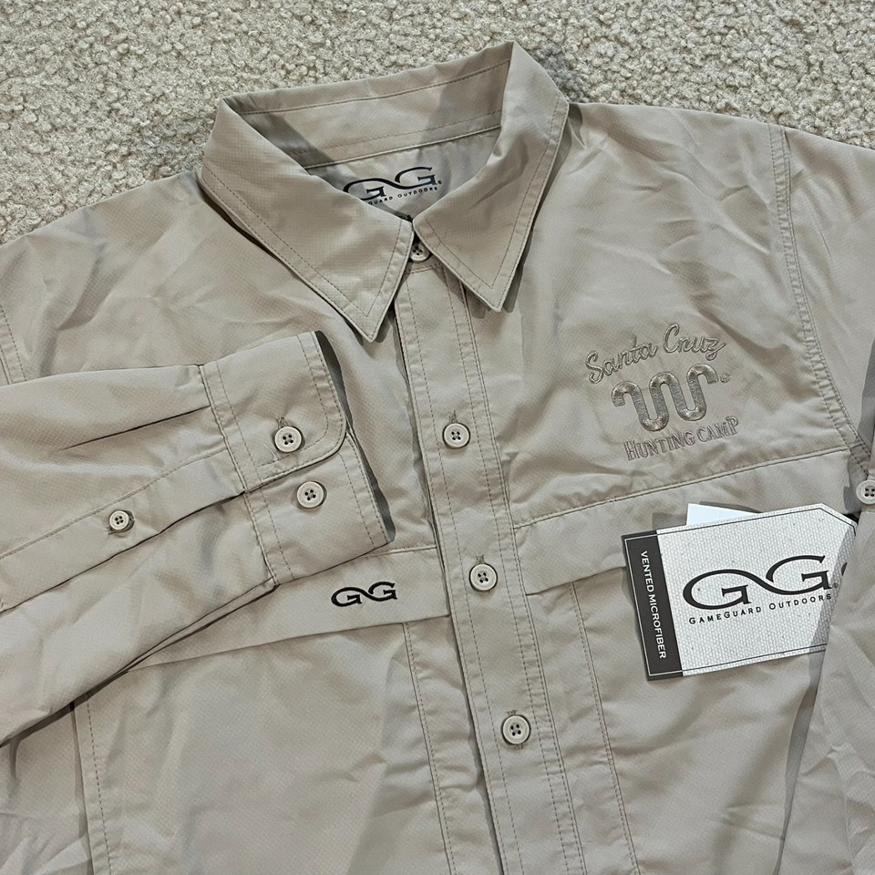 NWT GameGuard Men Micro Fiber Long Sleeve Shirt Khaki Size Small King ...