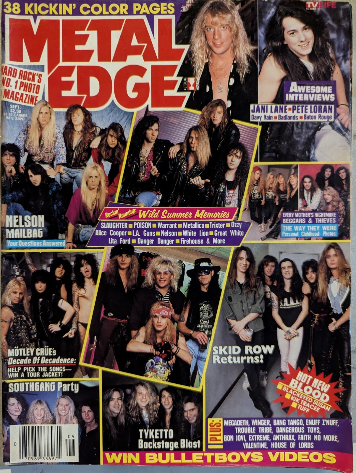 Metal Edge Magazine September 1991 Warrant, Trixter, Nelson, Slaughter ...