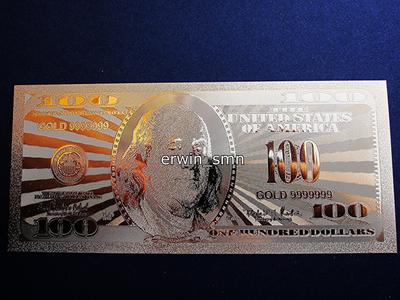 USA SELLER GOLD 9999999 Plated 24K Banknote $100 Dollar Bill w/ PVC ...