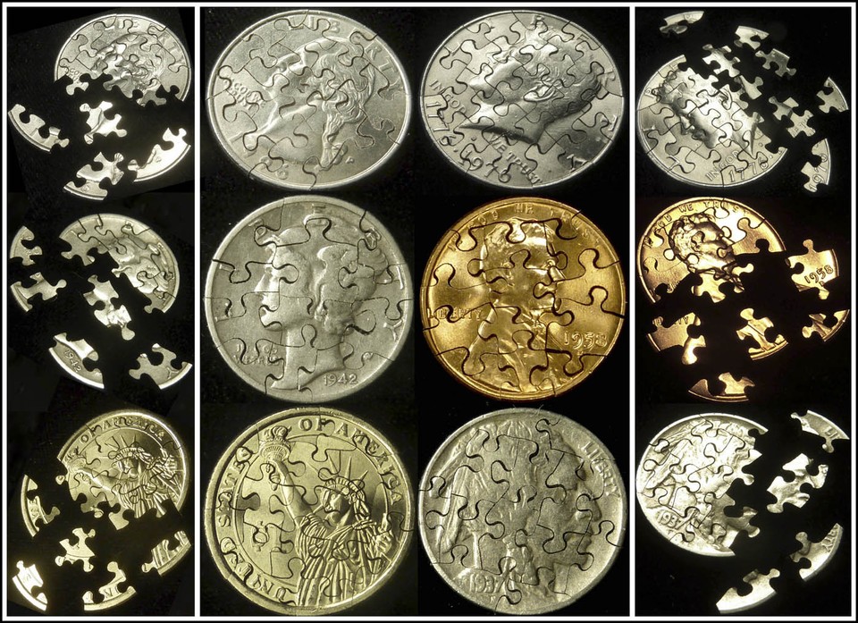 WORLD'S FINEST Jigsaw Puzzle Coins - US Dollar Half Quarter Dime Nickel ...